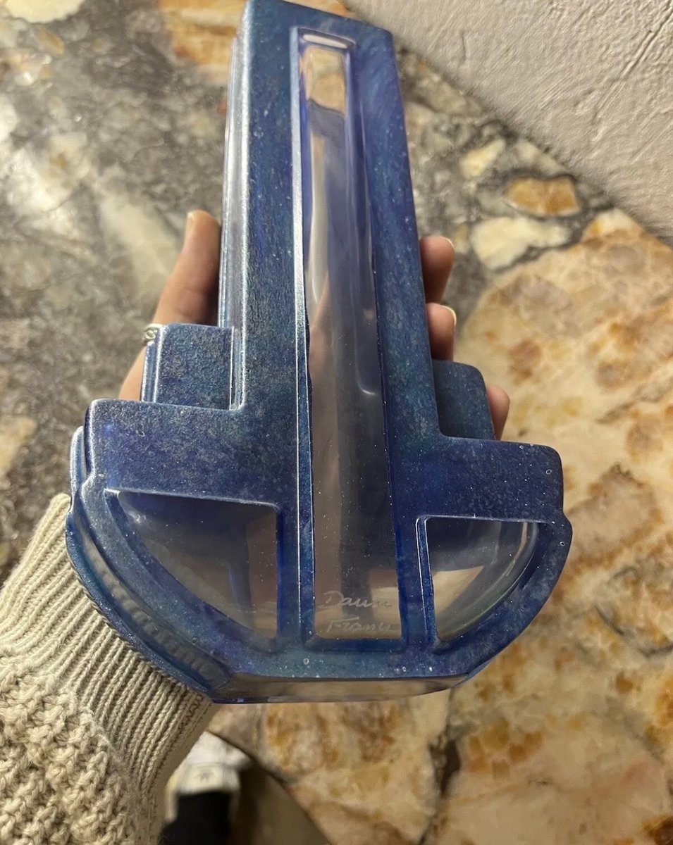 Blue Glassware Vase by Jean Daum for Daum for sale at Pamono