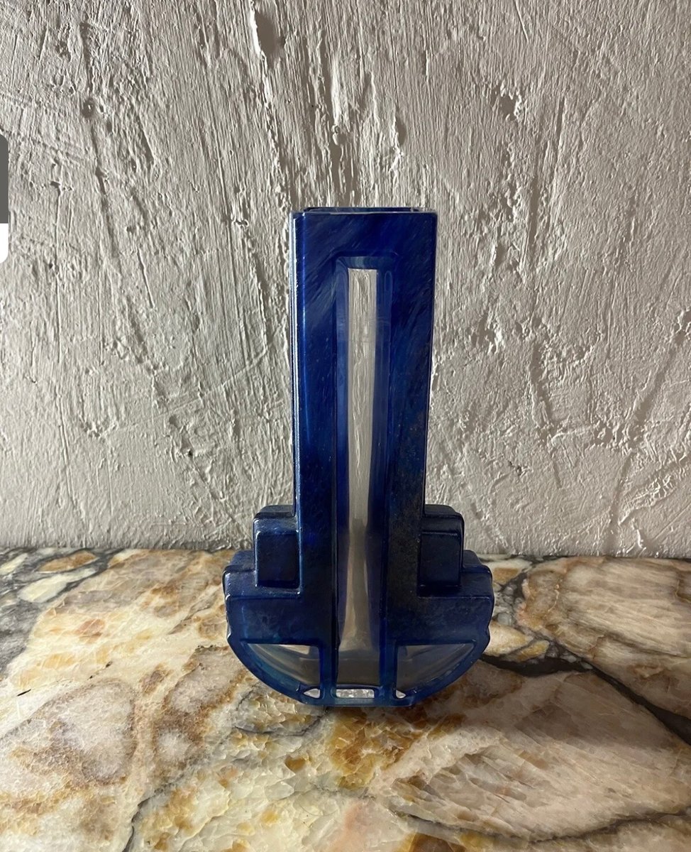 Blue Glassware Vase by Jean Daum for Daum for sale at Pamono