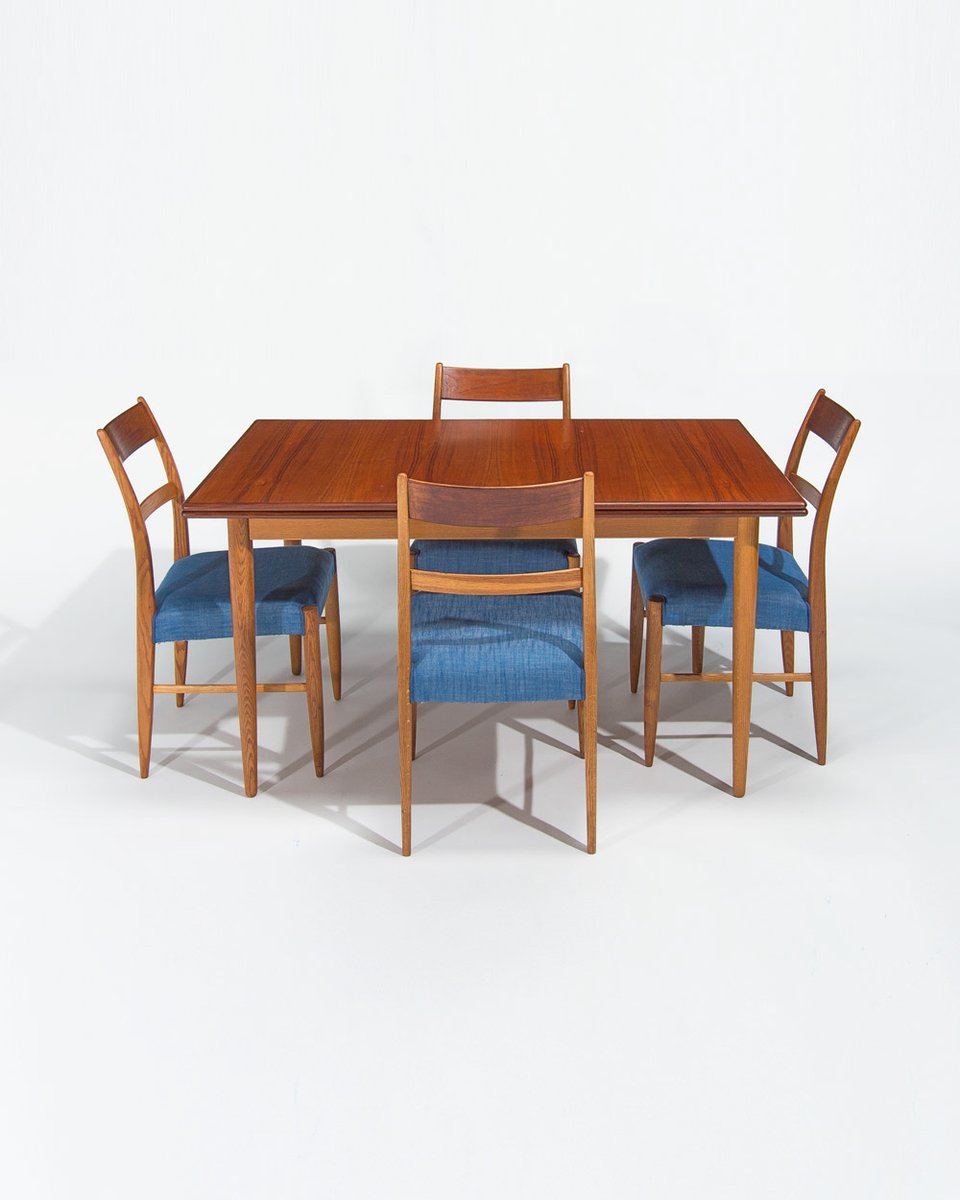 Vintage Danish Dining Set in Teak and Oak, 1950s, Set of 5 for sale at Pamono