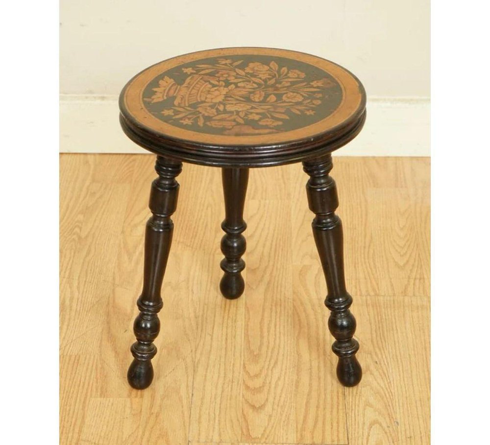 Dutch Lacquered Marquetry Stool for sale at Pamono