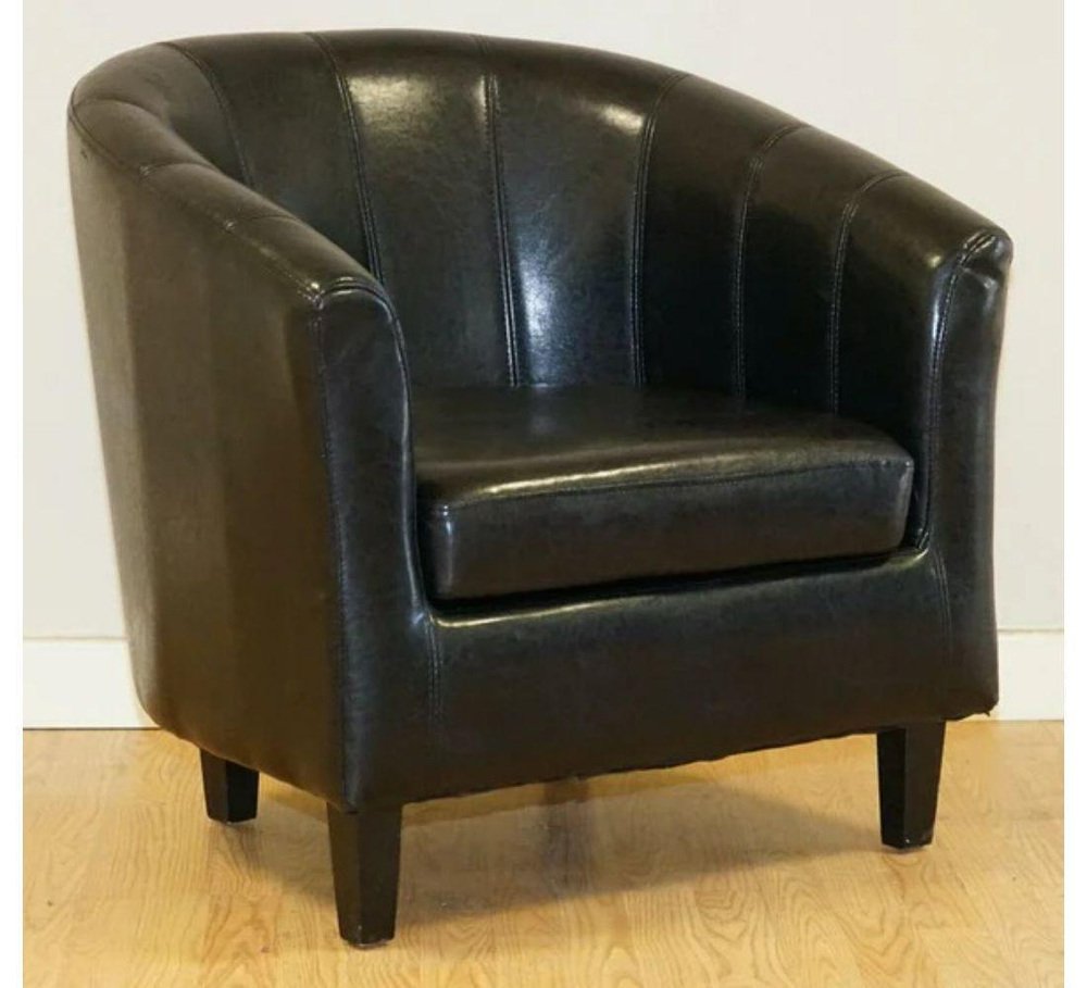 Modern Black Faux Leather Tub Chair for sale at Pamono