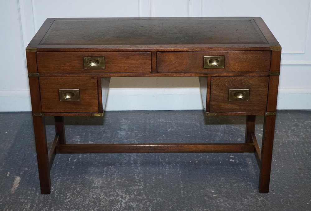 Vintage Military Campaign Leather Top Writing Table Desk from Harrods ...