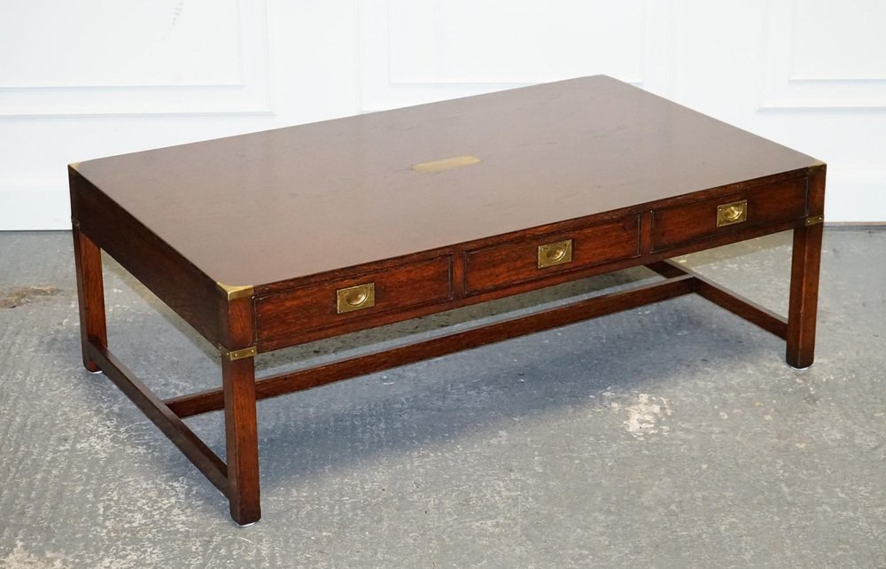Military Campaign Reh Kennedy Coffee Table with Three Deep Drawers for ...