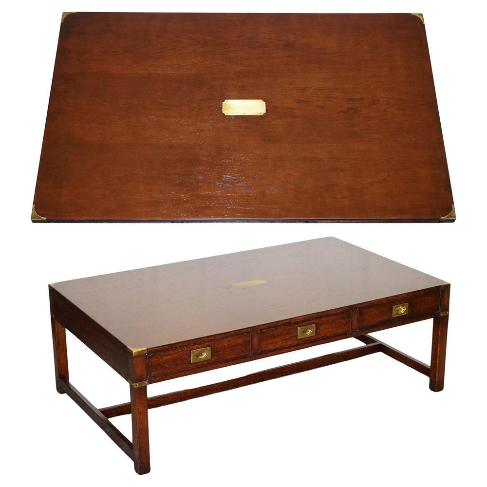 Military Campaign Reh Kennedy Coffee Table with Three Deep Drawers for ...