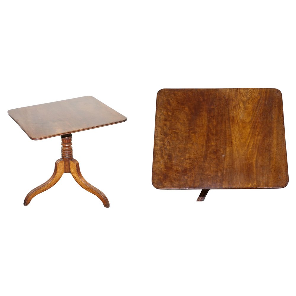 19th Century English Oak Rectangle Tripod Tilt Top Table for sale at Pamono