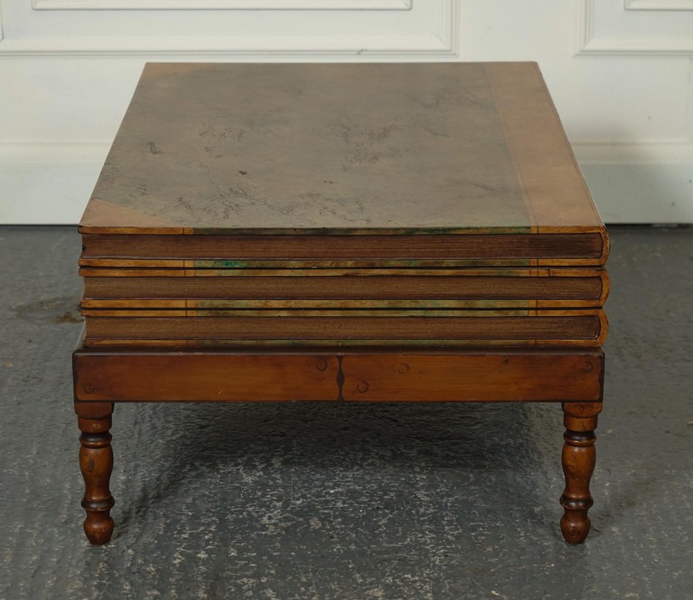 Vintage Leather Faux Stack of Books Coffee Table with Internal Storage ...
