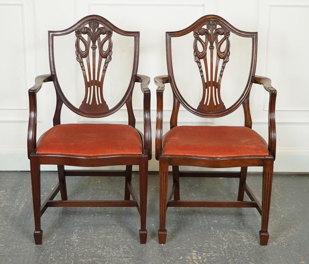 Set of Victorian Hepplewhite Carver Hallway Side Chairs for sale at Pamono