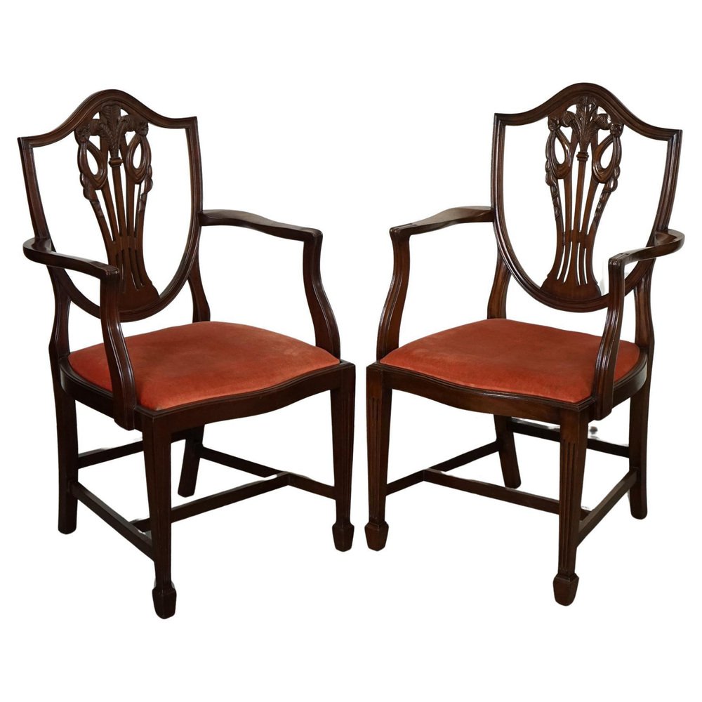 Set of Victorian Hepplewhite Carver Hallway Side Chairs for sale at Pamono