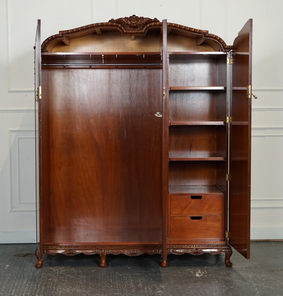 Victorian Queen Anne Burr Walnut Wardrobe for sale at Pamono