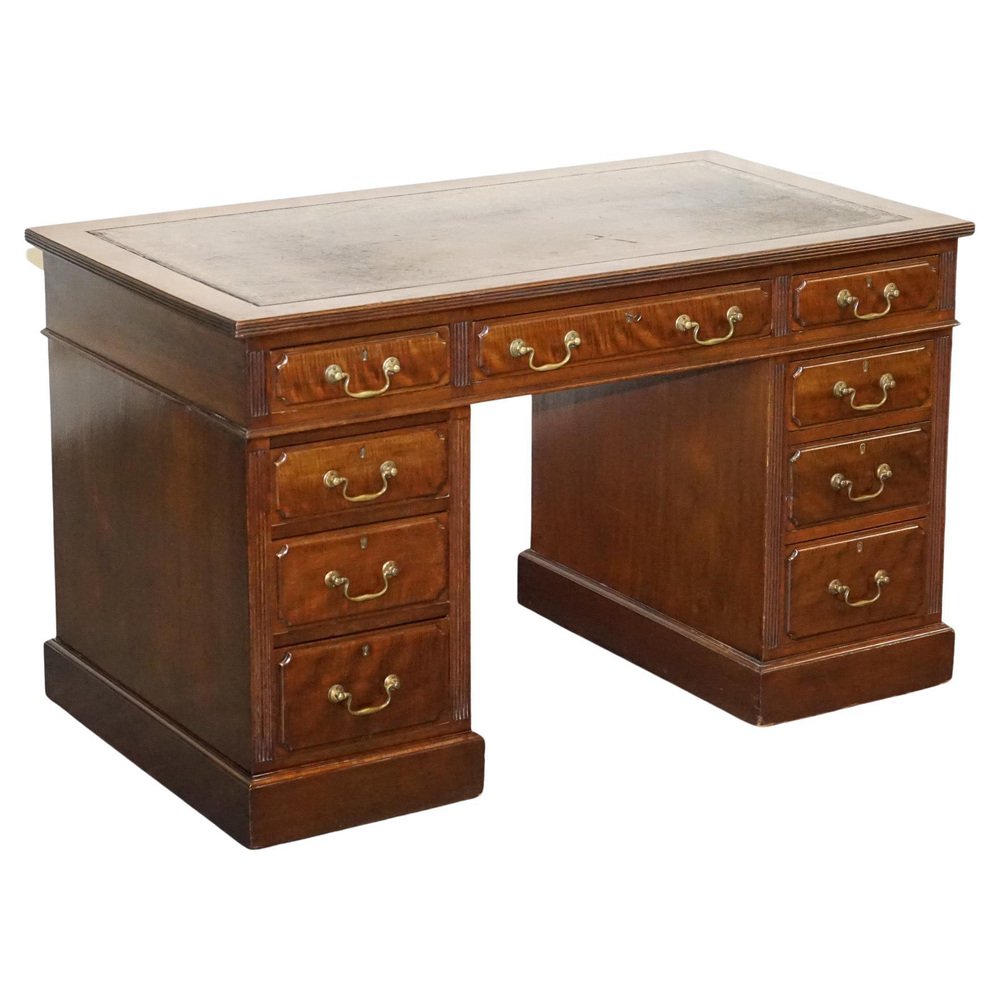 Antique Pedestal Writing Desk by Edwardian Maple & Co, 1890 for sale at ...