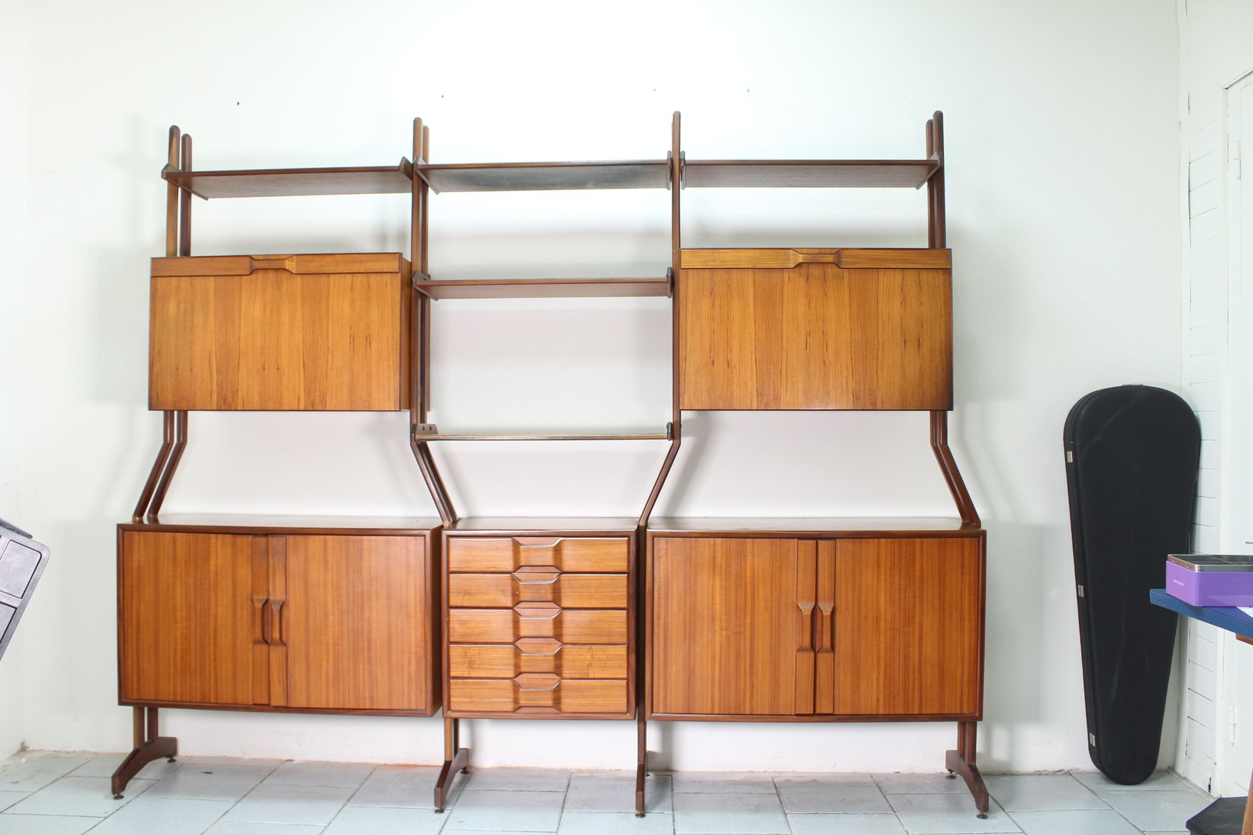 Italian Free-Standing Wooden Bookcase, 1960s for sale at Pamono