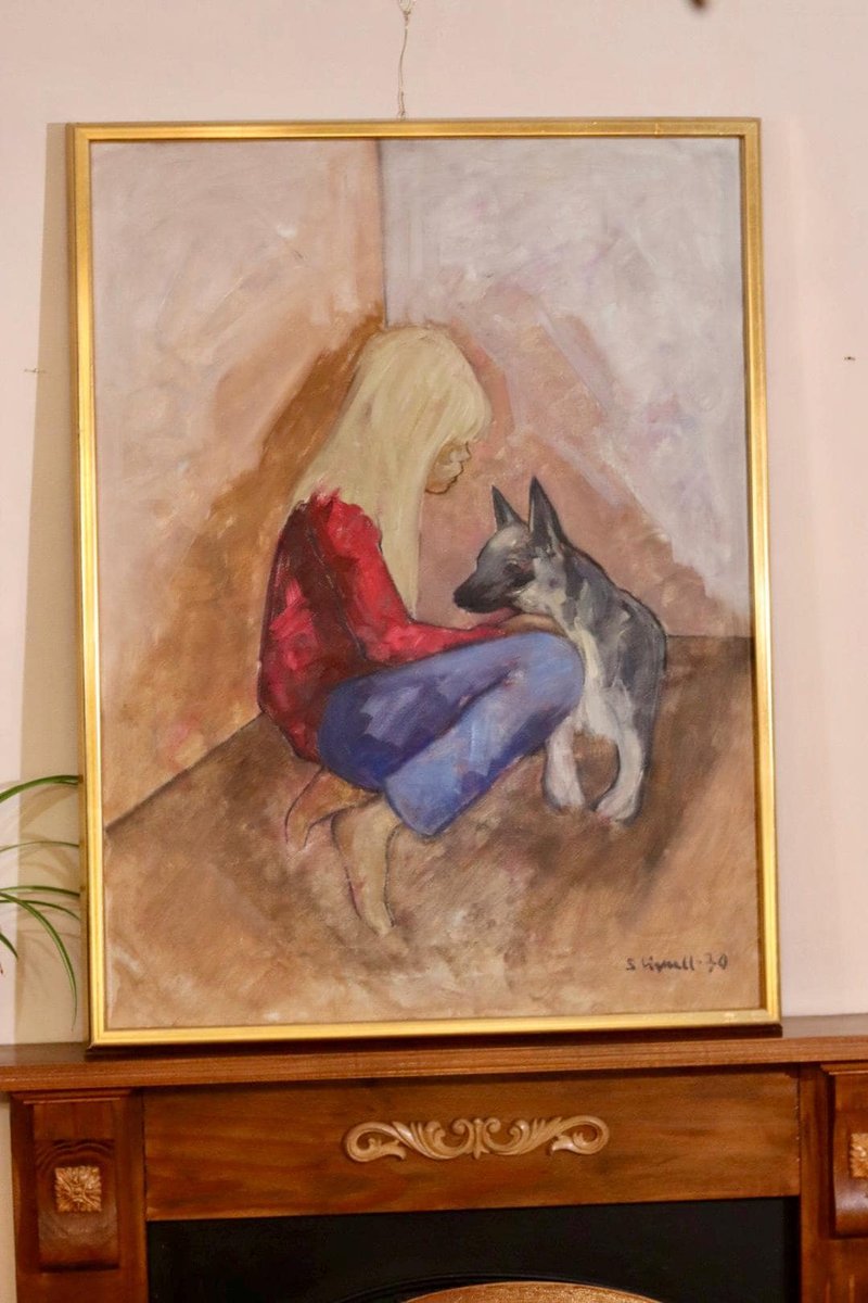 Sven Lignell, Woman and Dog, 1950s, Oil Painting, Framed for sale at Pamono