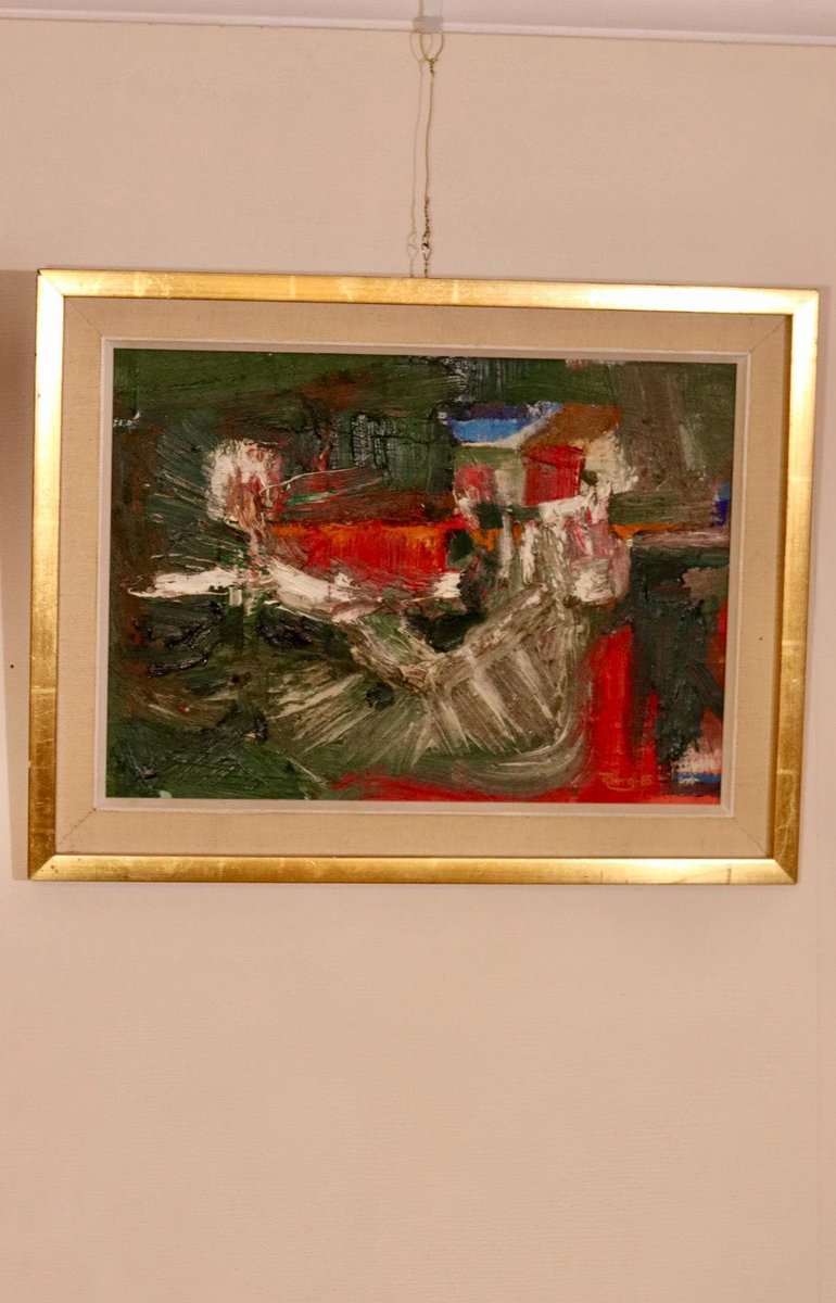 T. Berg, Abstract, 1960s, Oil Painting, Framed for sale at Pamono