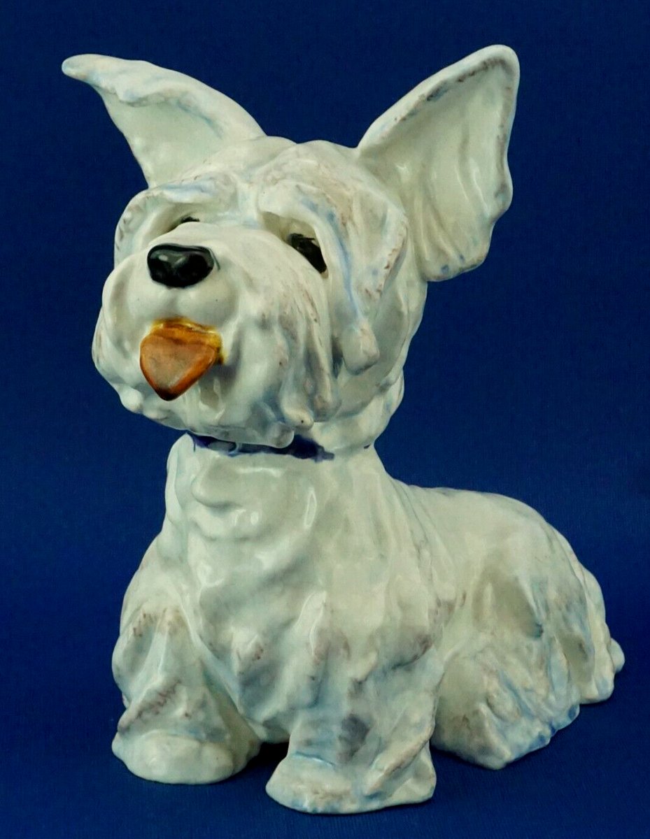 Art Nouveau Sculpture of a Fox Terrier Dog in Ceramic by Ida Meisinger ...