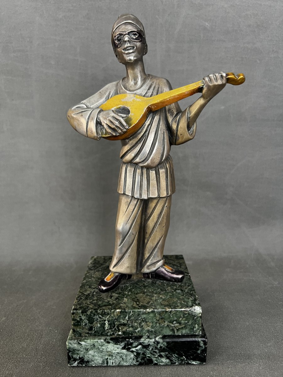Sculpture of Pierrot in Silver Plate by Giuliano Ottaviani, Italy ...