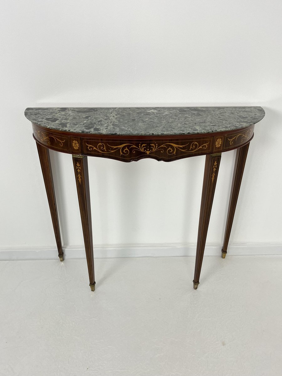 Mid-Century Modern Italian Console Table in Green Marble with Brass ...