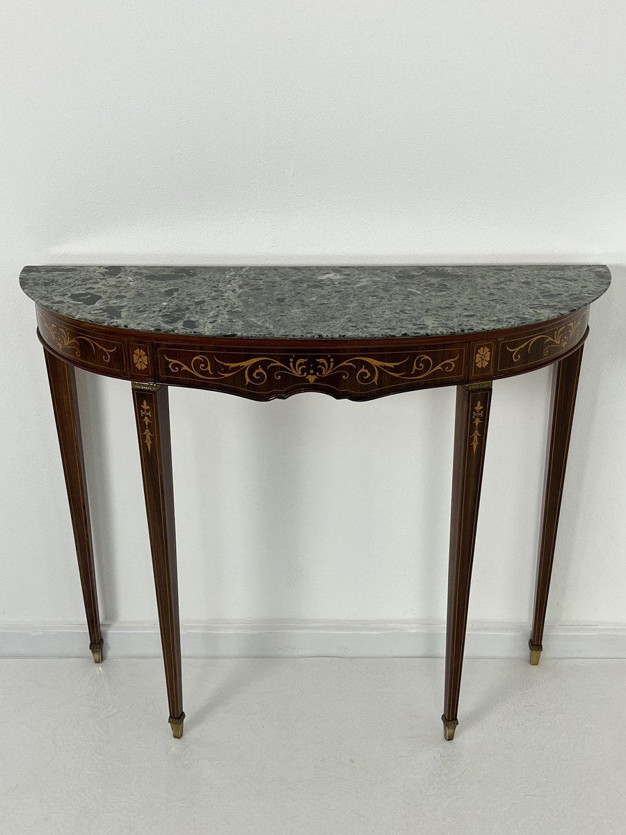 Mid-Century Modern Italian Console Table in Green Marble with Brass ...
