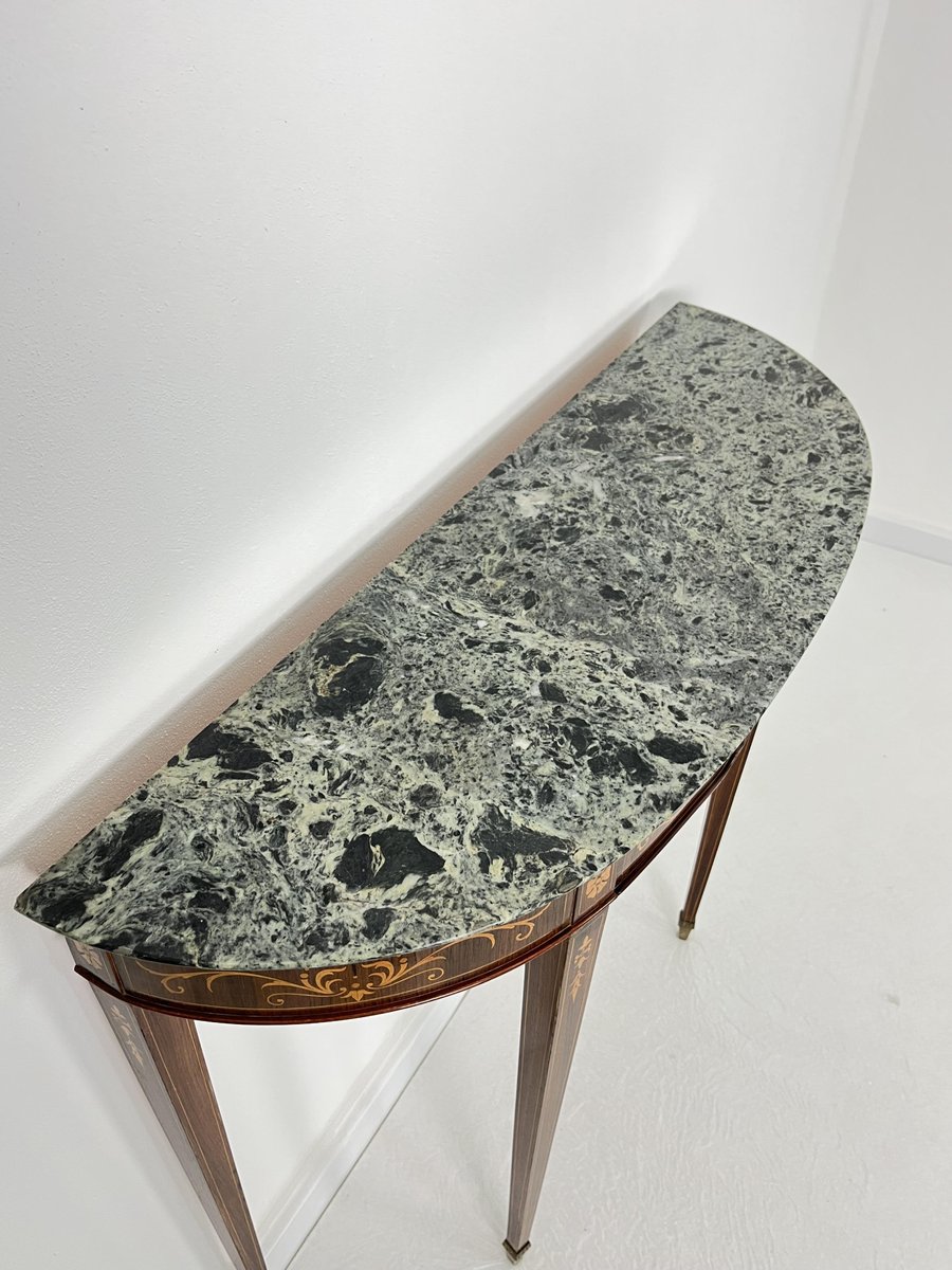 Mid-Century Modern Italian Console Table in Green Marble with Brass ...