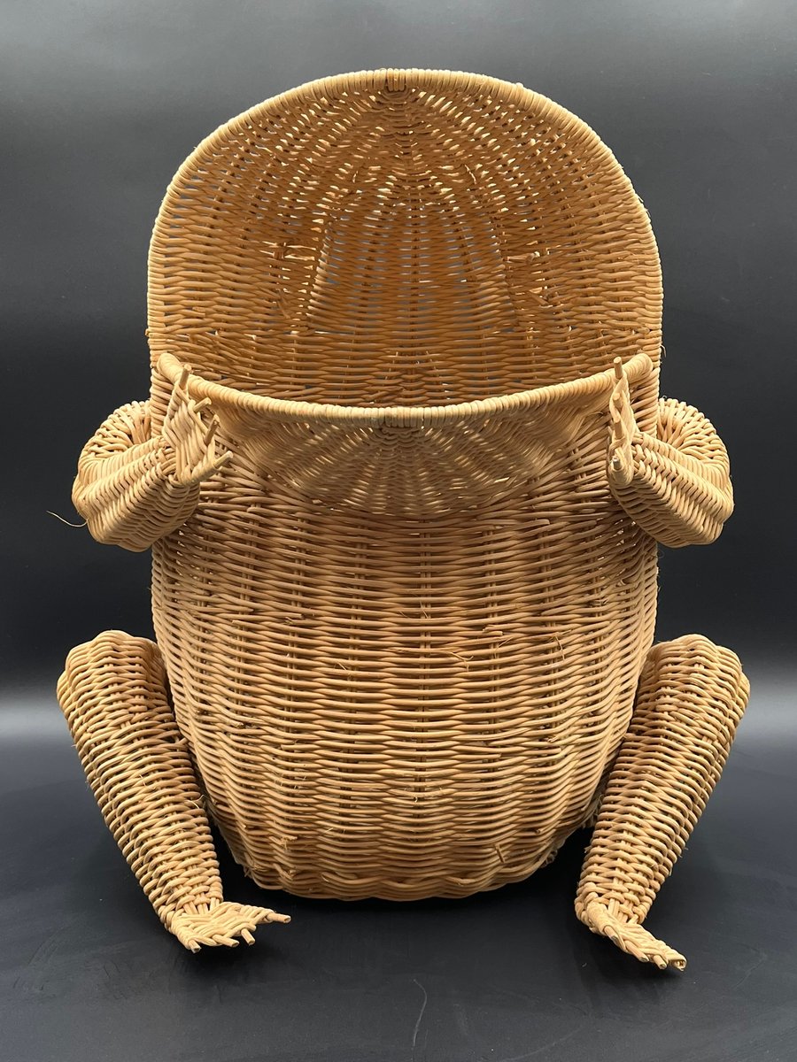 Vintage Rattan Frog Basket, 1970s for sale at Pamono