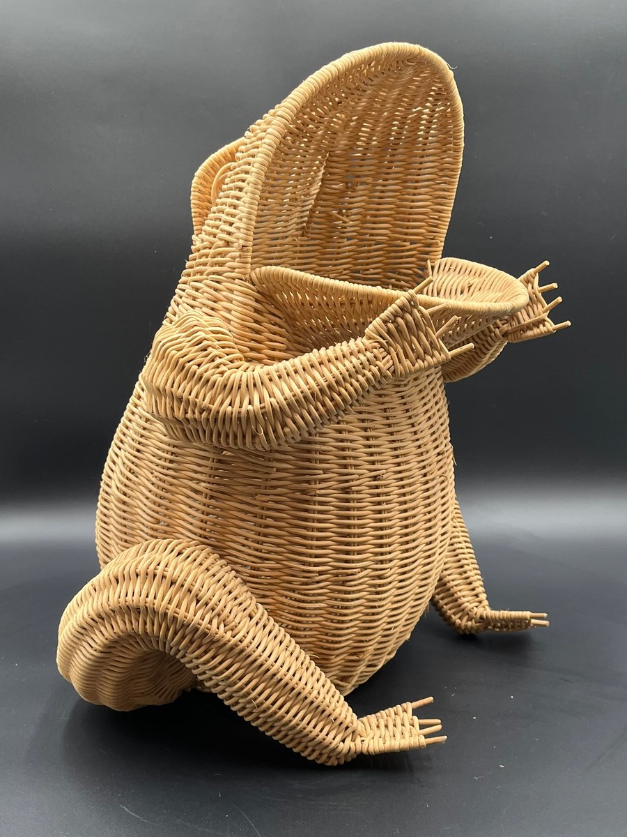 Vintage Rattan Frog Basket, 1970s for sale at Pamono