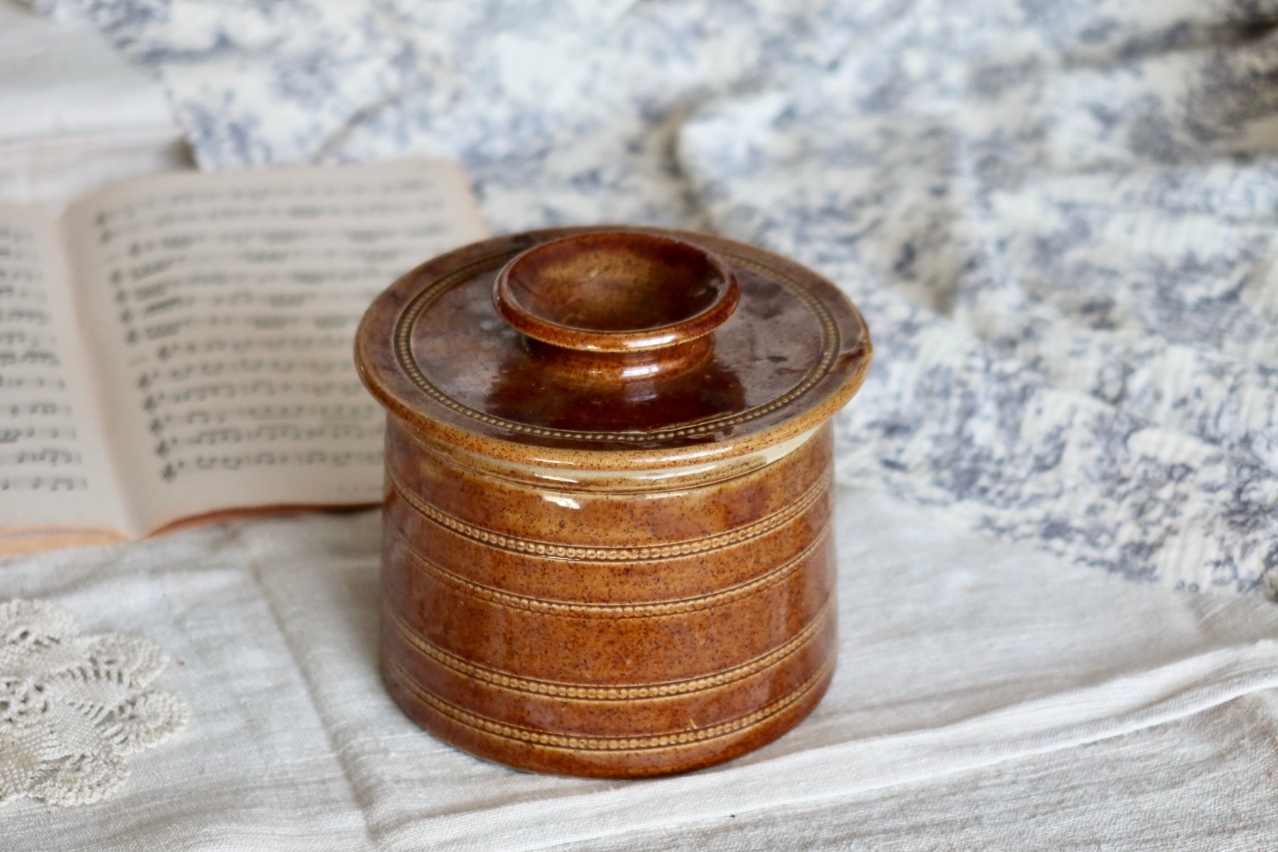 Large Vintage Butter Bell in Enameled Stoneware for sale at Pamono