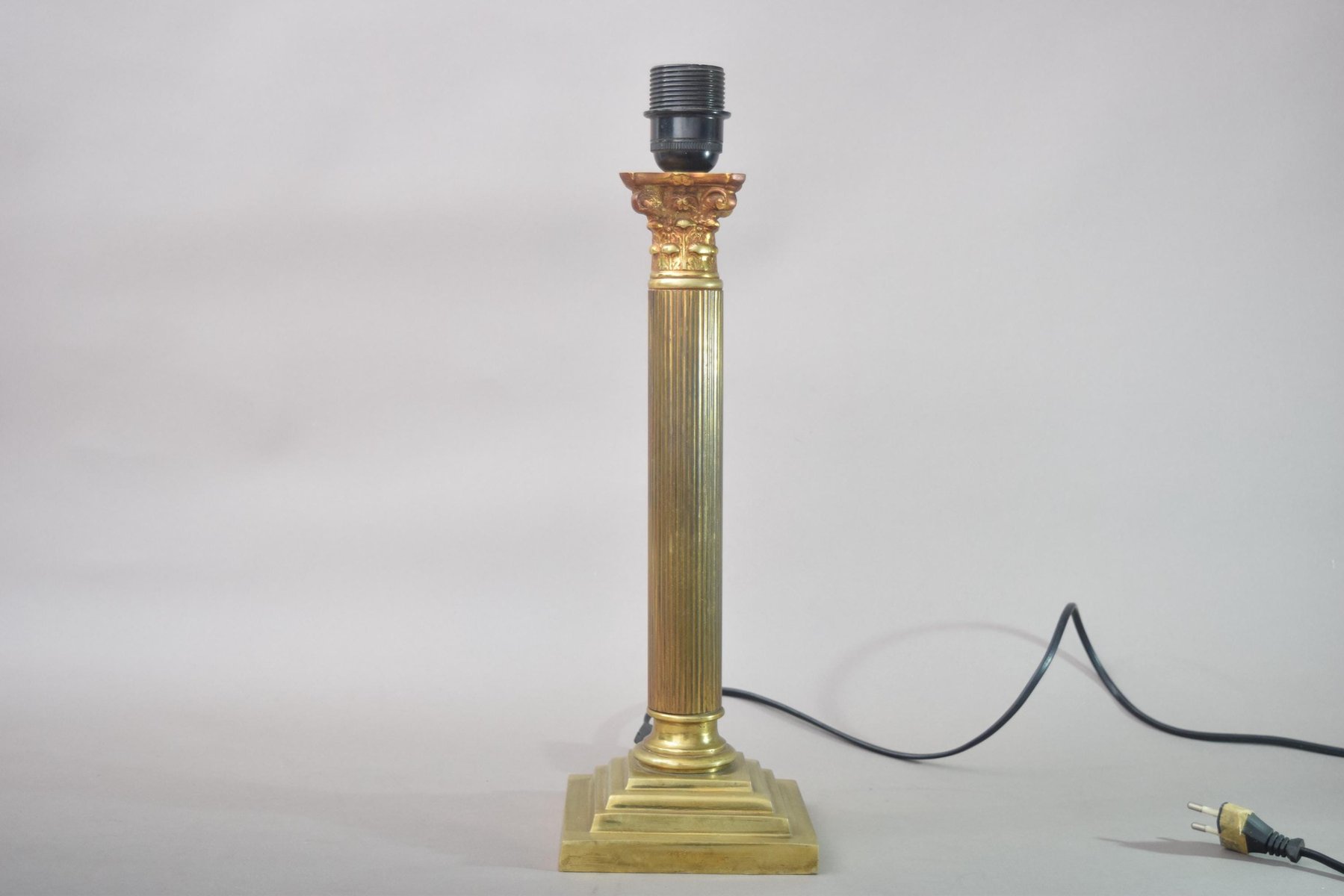 Vintage Brass Column Lamp for sale at Pamono