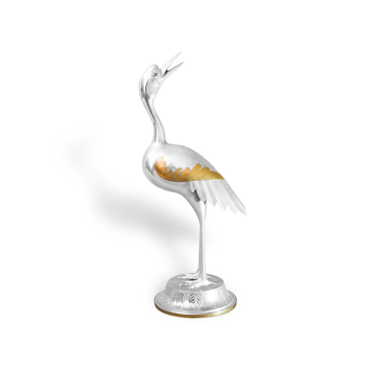Vintage Chrome Crane Bird Sculpture, 1960s for sale at Pamono