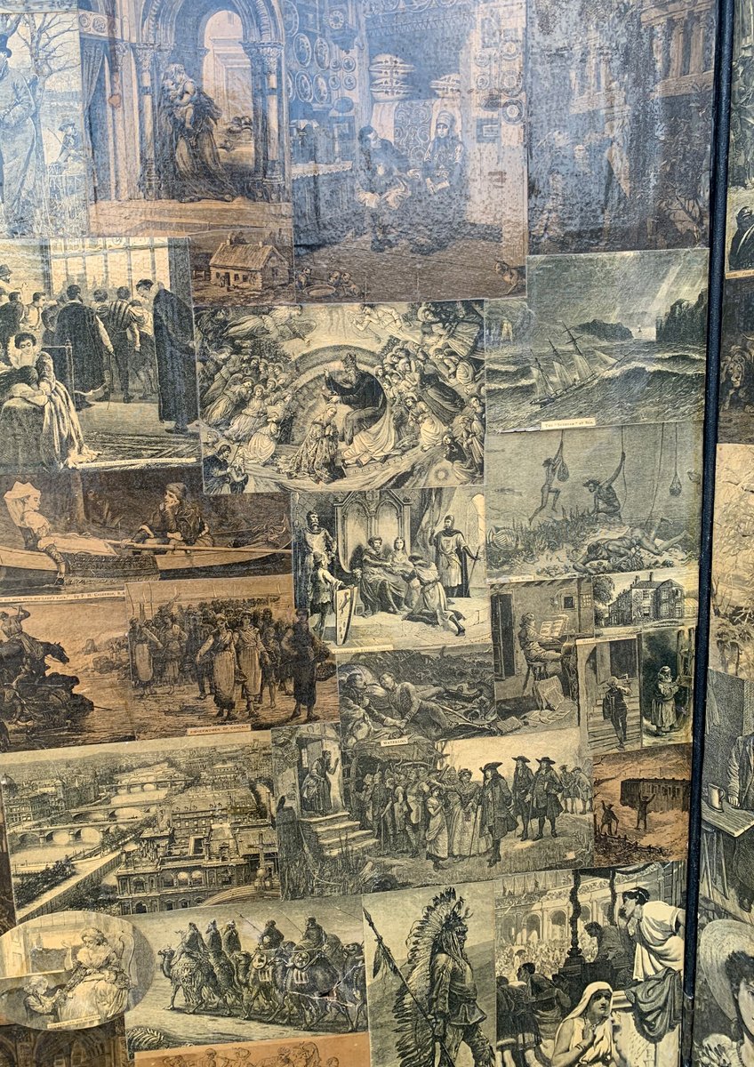 Victorian Three Panel Two Sided Room Divider Decorated with Sepia ...