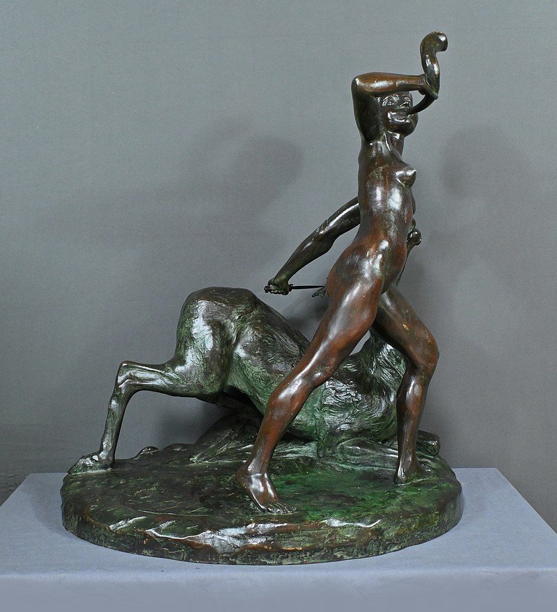 J. Geleyn, Diana the Huntress, Early 20th Century, Large Bronze for sale at Pamono