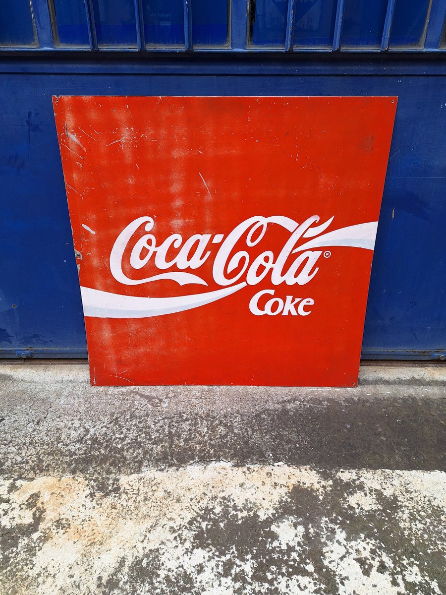 Silk-Screened on Sheet Metal Coca Cola Sign, Italy, 1970s for sale at ...