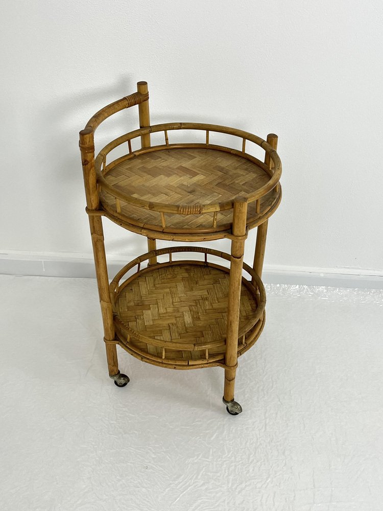 Mid-Century Circular Bamboo Trolley, 1960s for sale at Pamono