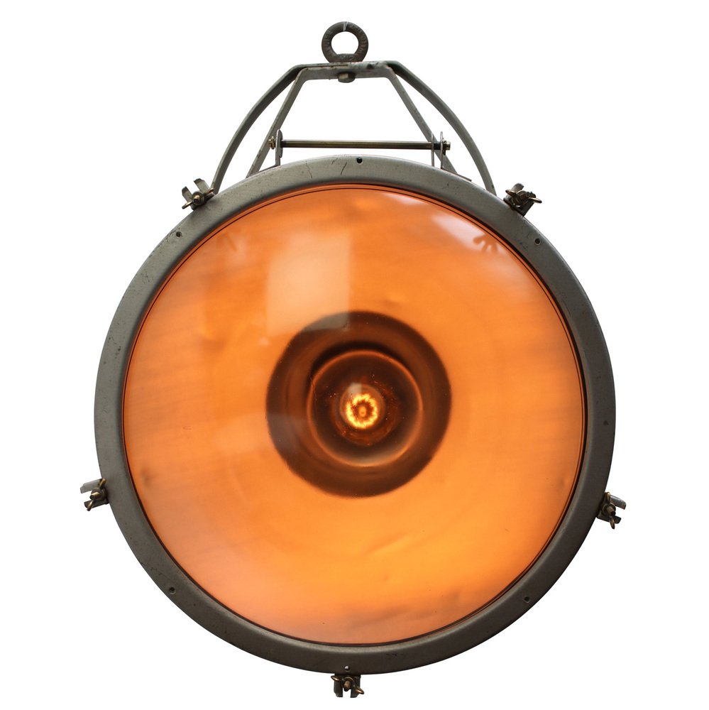 Vintage French Industrial Clear Glass Street Spotlight for sale at Pamono