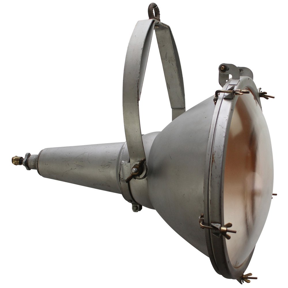 Vintage French Industrial Clear Glass Street Spotlight for sale at Pamono