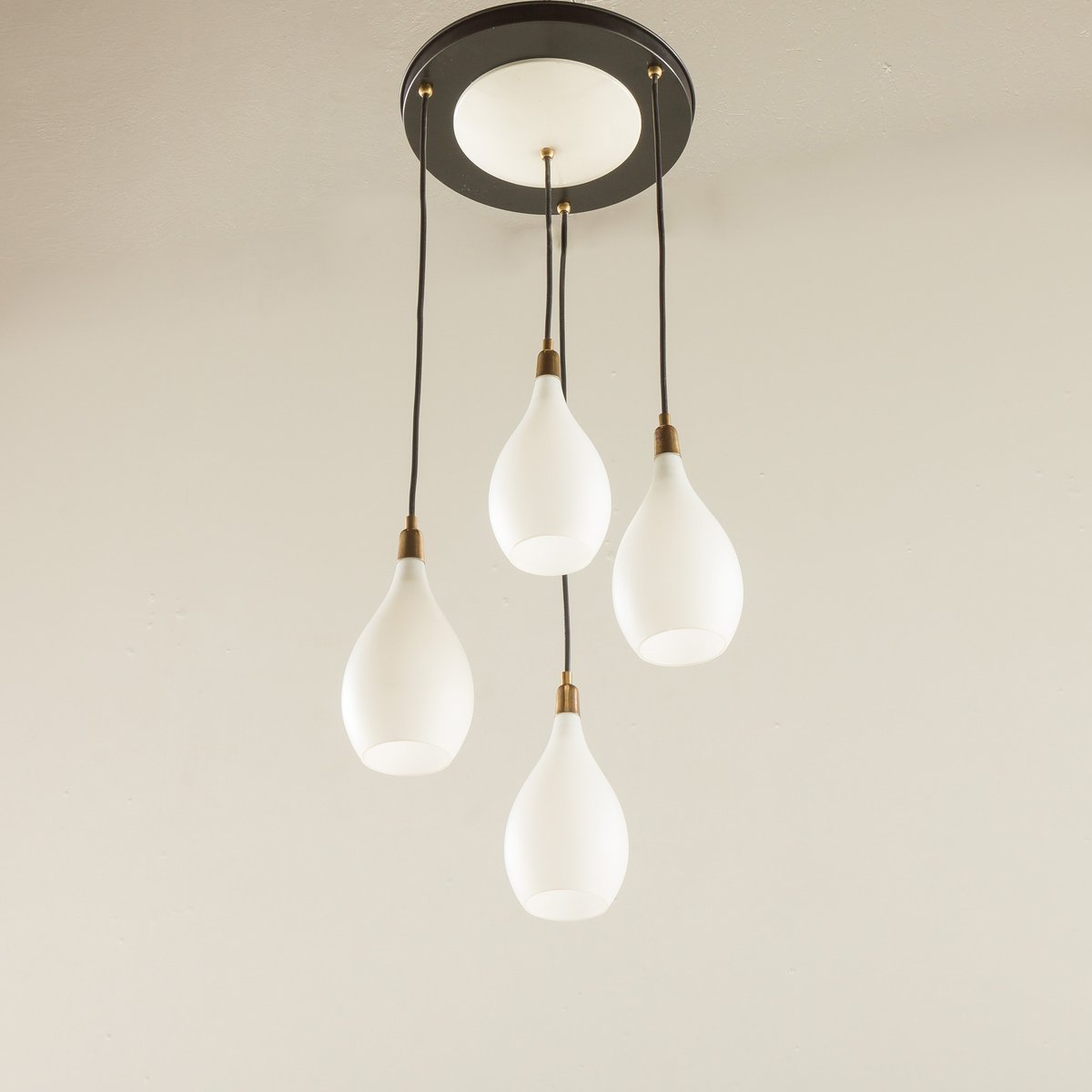 Vintage Italian Hanging Light in Opaline Glass, 1960s for sale at Pamono
