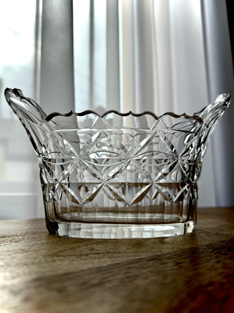 Georgian Irish Cut-Glass Bowls with Original Underplates, 1800s, Set of ...