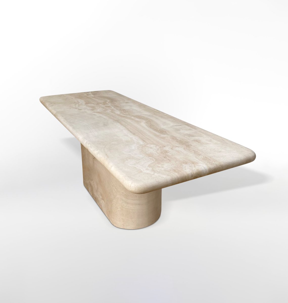 Large Sculptural Curved Edge Travertine Rectangle Dining Table by My ...