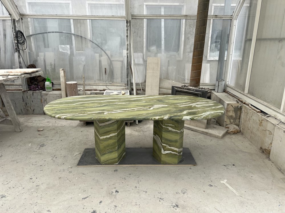 Large Green Marble Oval Dining Table by My Habitat Design for sale at ...