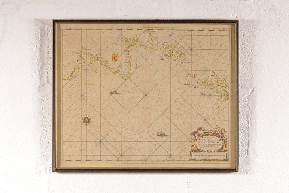 Antique Sea Chart of the East Coast of Scotland by Capt. Greenvile ...
