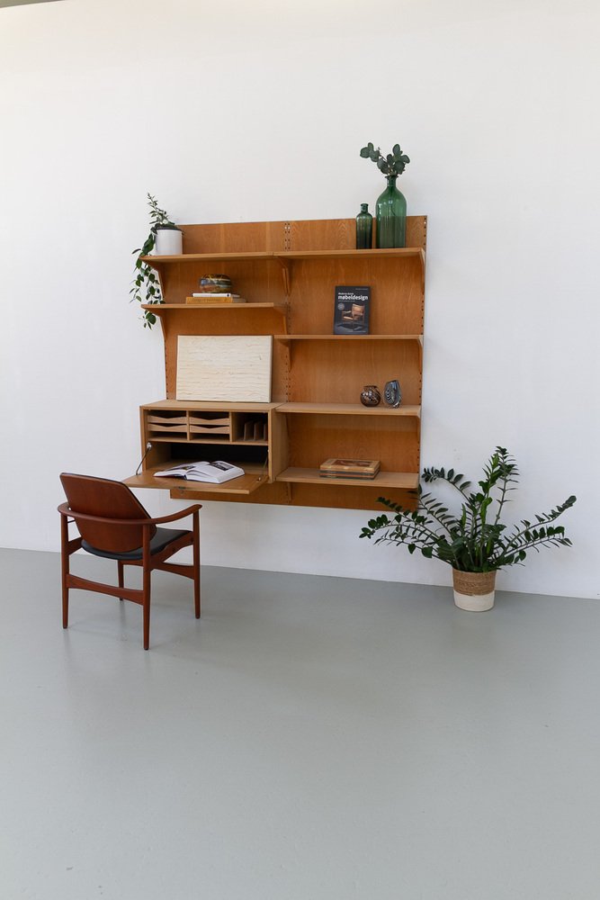 Danish Modern Two-Bay Modular Oak Wall Unit by Poul Cadovius for Cado ...