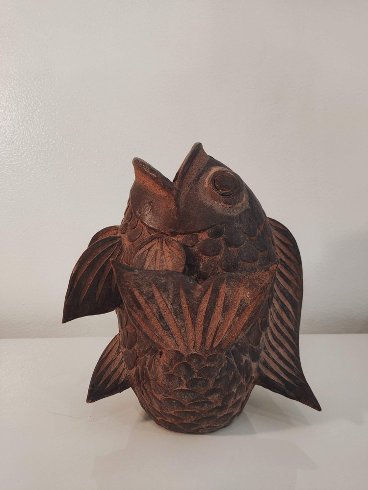 Vintage Asian Terracotta Koi Fish Sculpture or Vase, 1960s for sale at ...