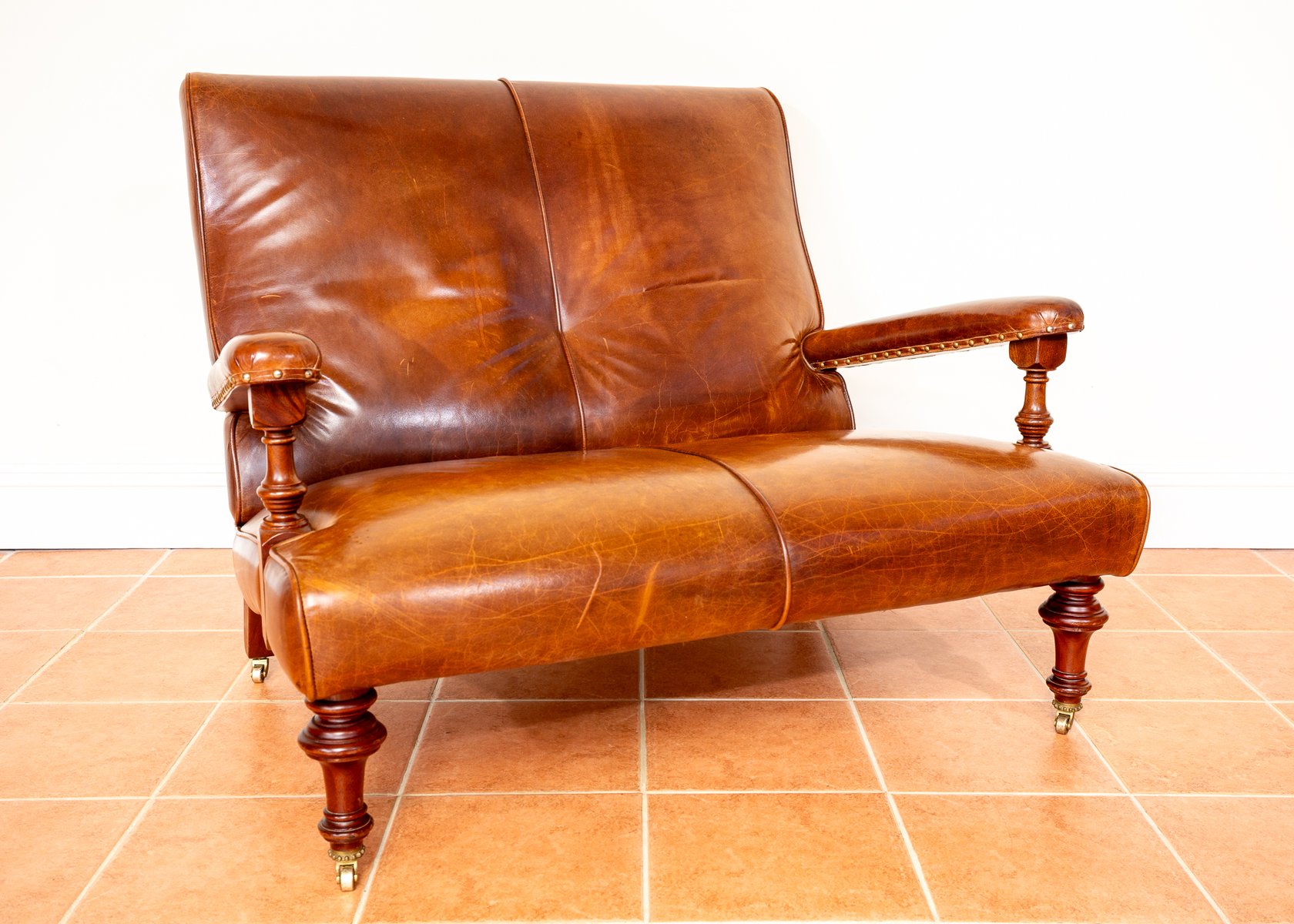 Leather Library Sofa, 1990s for sale at Pamono