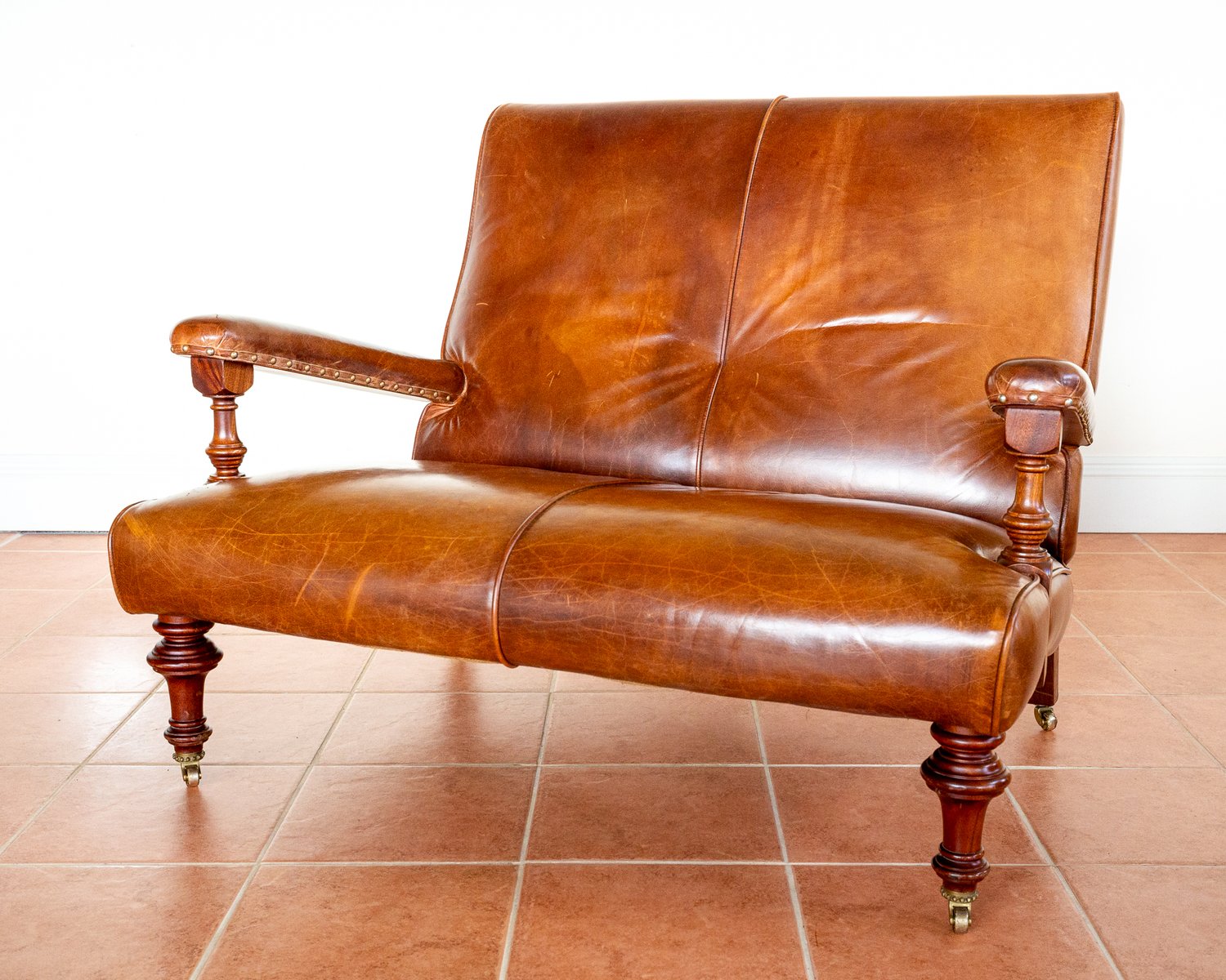 Leather Library Sofa, 1990s for sale at Pamono
