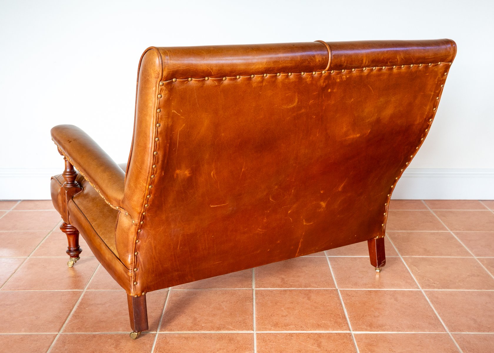 Leather Library Sofa, 1990s for sale at Pamono