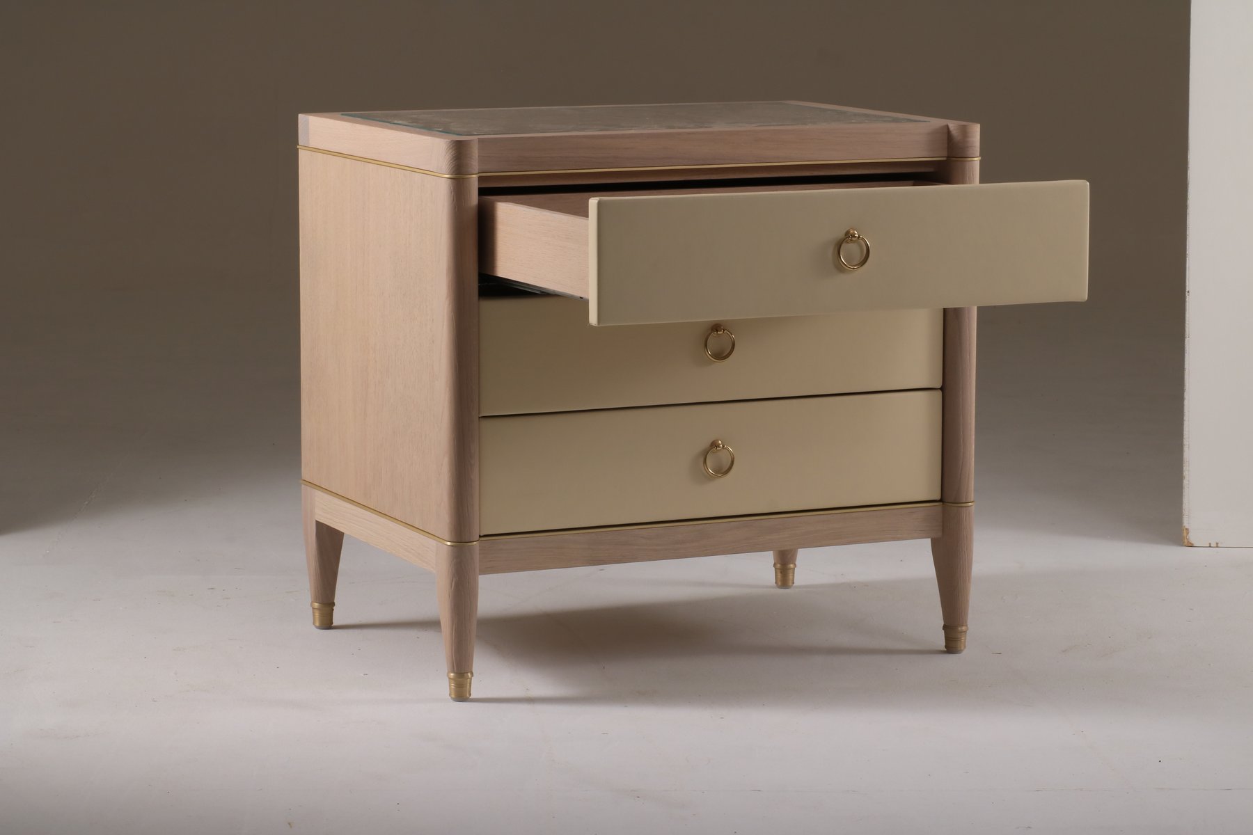 Large Bedside Table with 3 Drawers, Set of 2 for sale at Pamono