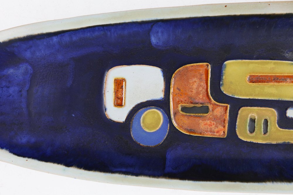 Mid-Century Modern Elongated Glazed Ceramic Bowl, 1960s for sale at Pamono