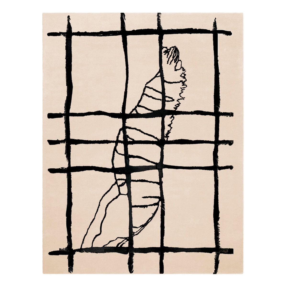 Modern Black and White Rectangular Animalia Rug by Tapis Studio for ...