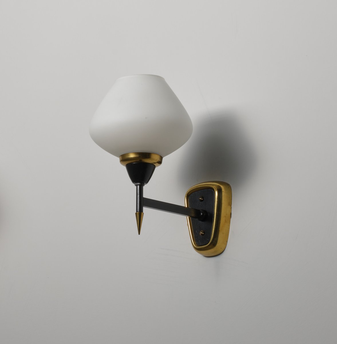 Mid-Century Modern Italian Wall Sconce in Brass and Opaline Glass ...