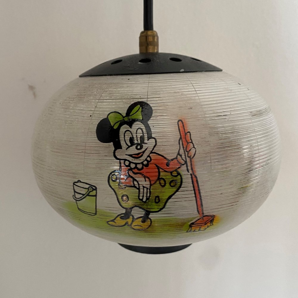 Ceiling Light with Walt Disney Motifs of Minnie and Mickey, 1950s for ...