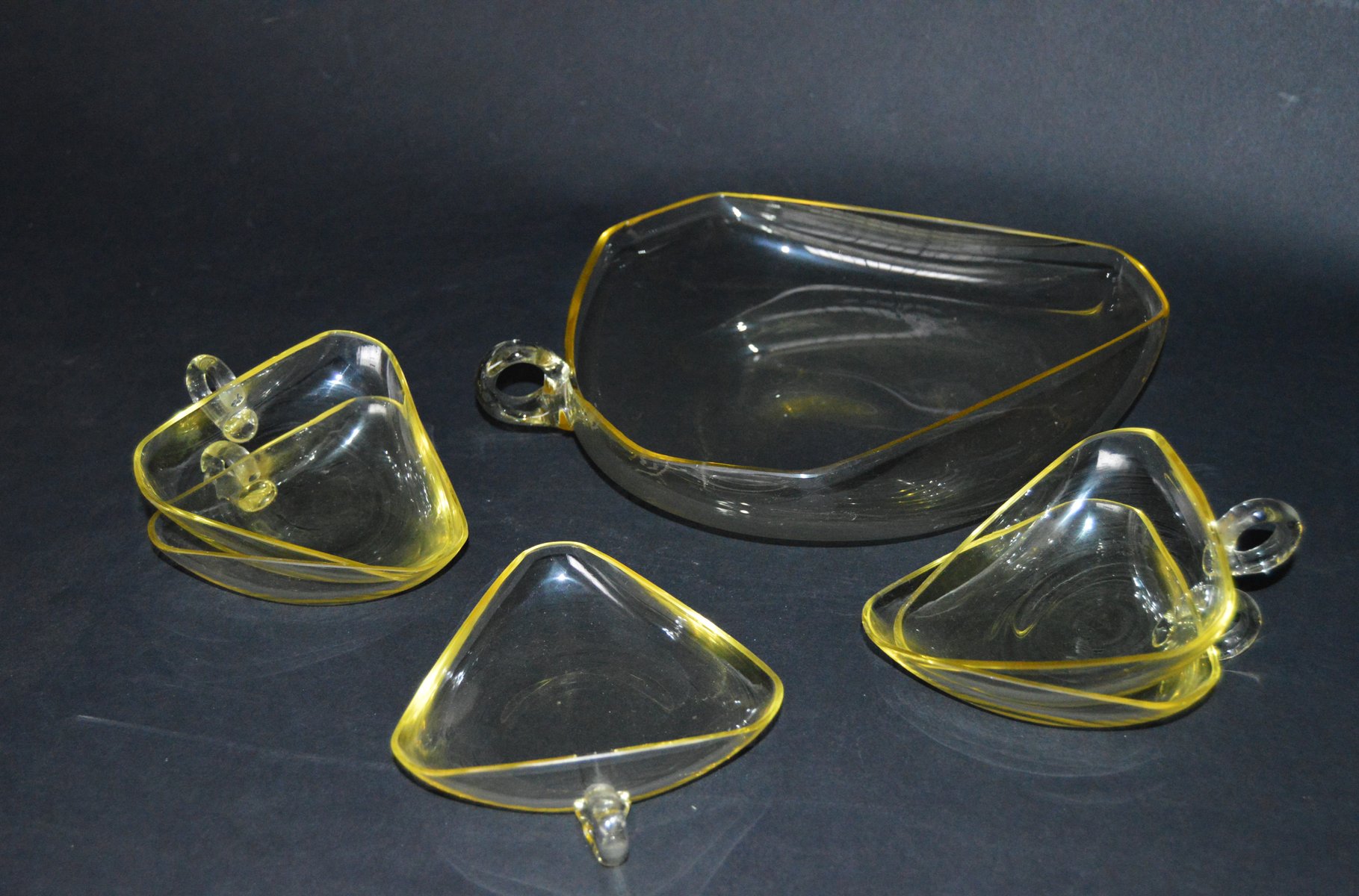 Art Deco Compote Set of Glass Dishes, 1930s, Set of 6 for sale at Pamono