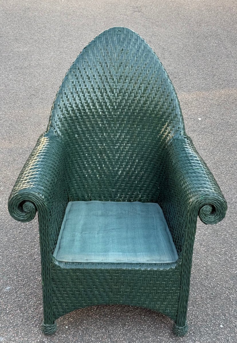 Vintage Green Wicker Style Chair for sale at Pamono